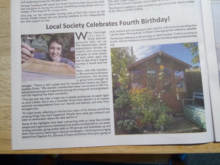 Article in The Purbeck Gazette – The Handwritten Letter Appreciation ...