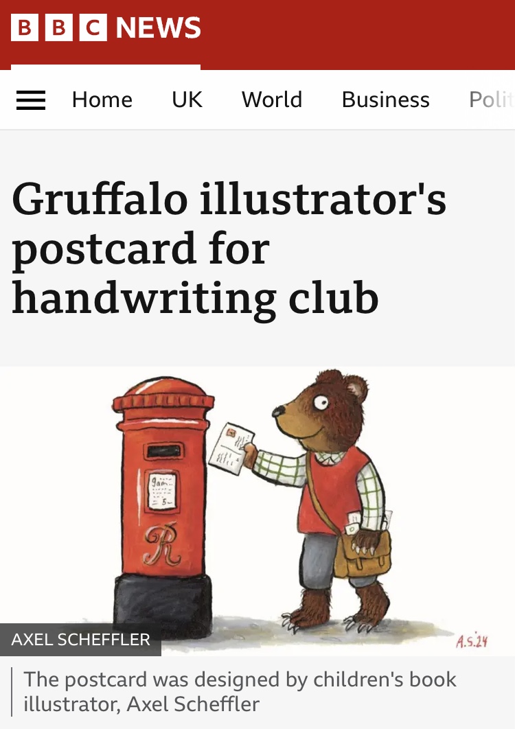 BBC News Website, Axel Scheffler Postcard, 1st October 2024 – The ...